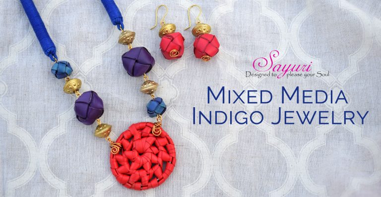 Blue gold Mixed Media jewelry - Sayuri